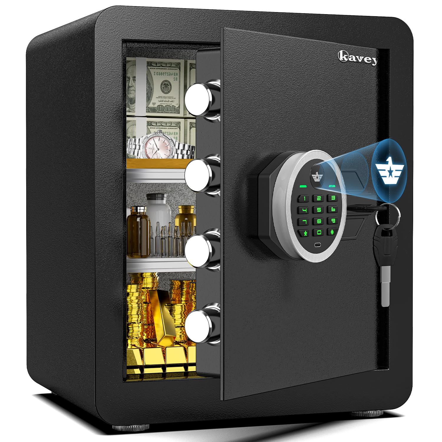 Kavey 2.0 Cub Safe Box, Home Safe with Digital Keypad and Dual Alarm ...
