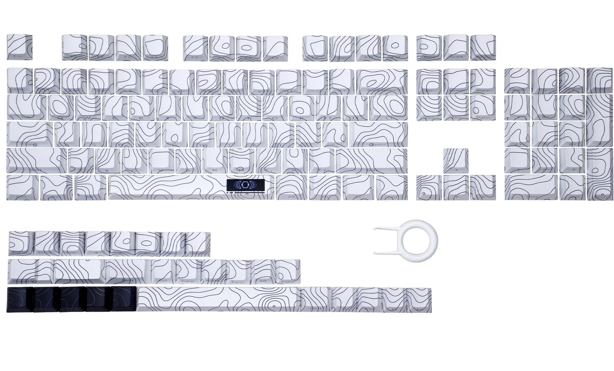 Mua Side Printed-PBT keycaps,White Topographic,Shine Through,Double ...