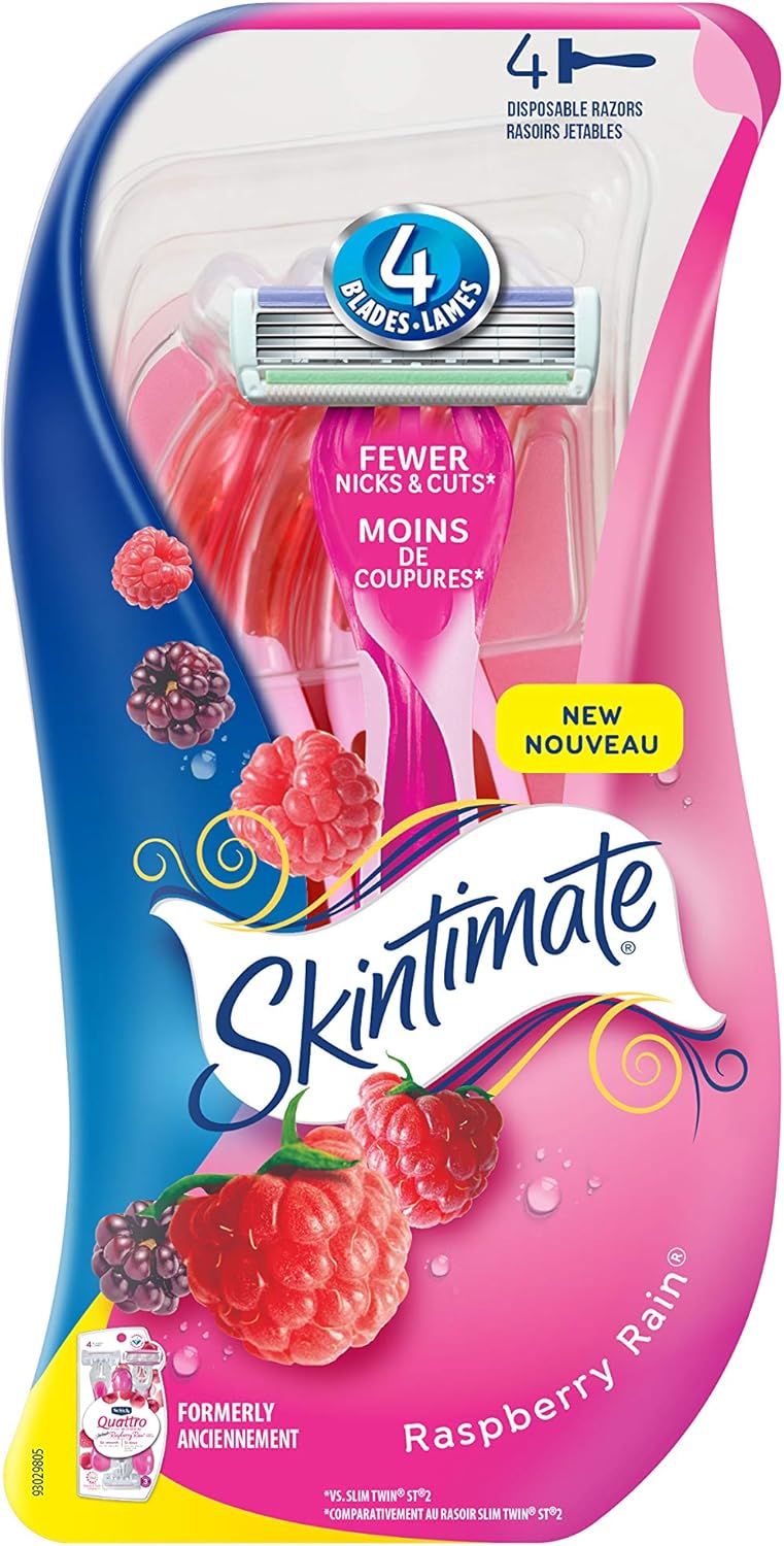 Skintimate Disposable Razor for Women, Raspberry Rain Scented Four ...