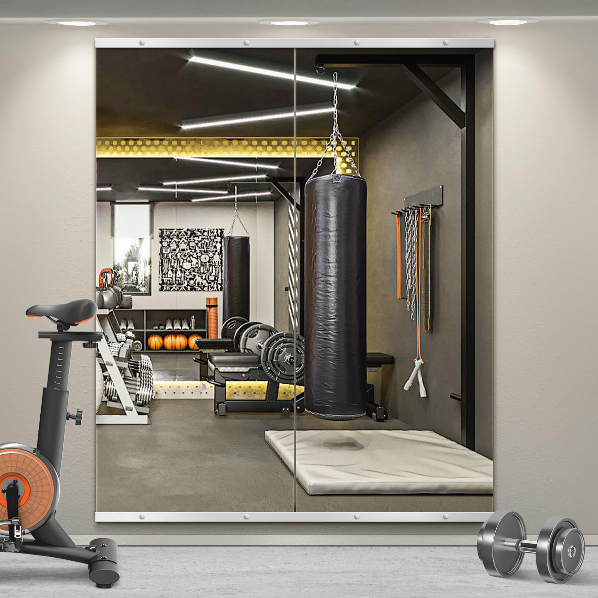 TRAHOME Home Gym Mirror for Wall,Mirror Full Length,60"x25"x2PCS,Glass ...