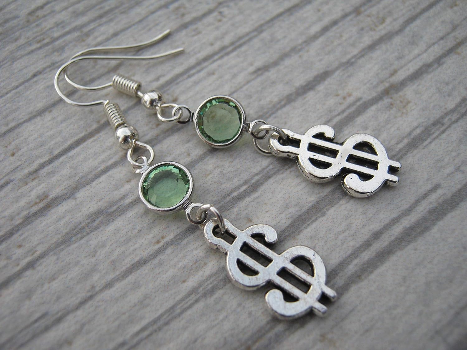 Amazon.com: Dollar Sign Birthstone Earrings, Personalized Money ...
