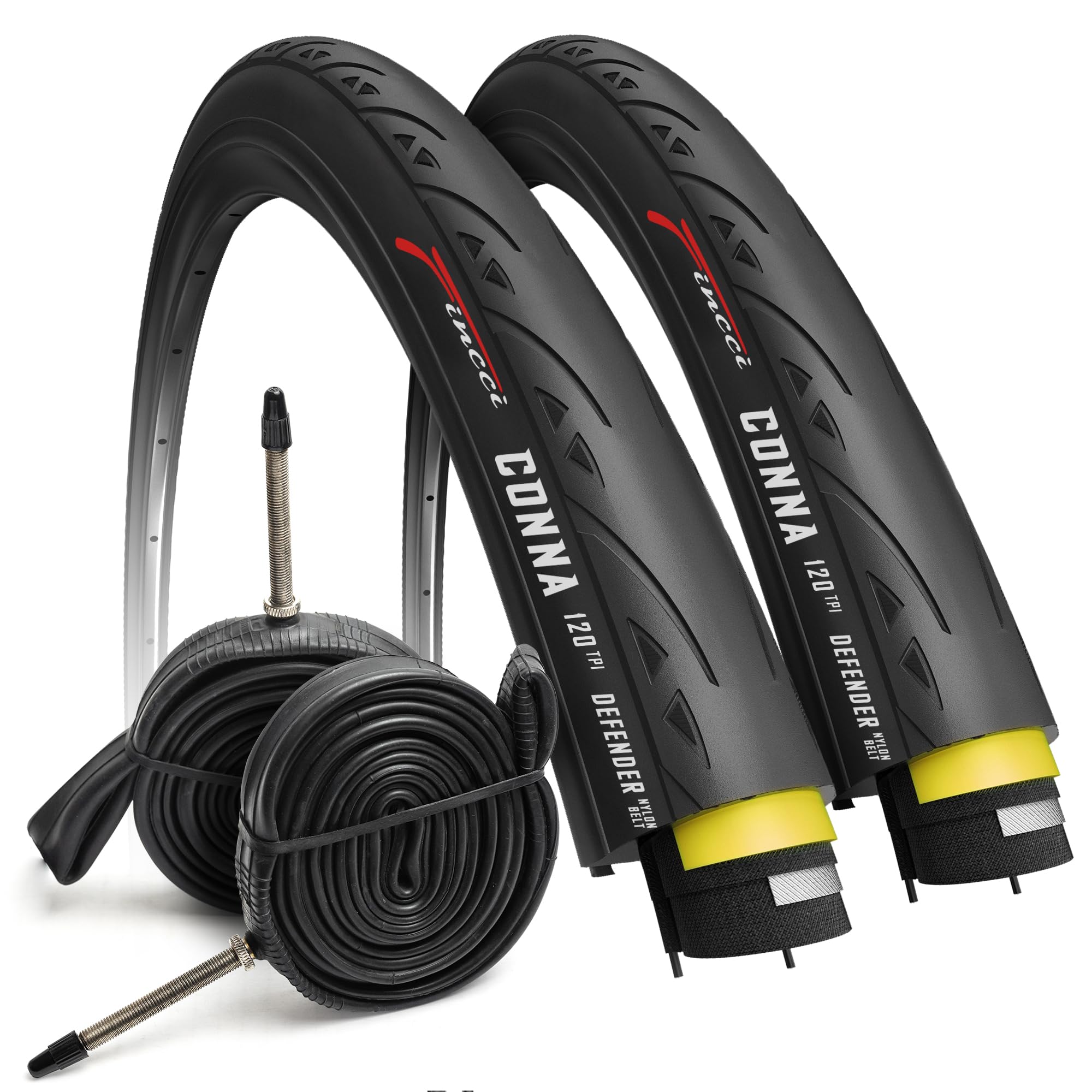 Fincci Road Bike 25-622 700x25c Tire with 700c Bike Tube Presta Valve ...