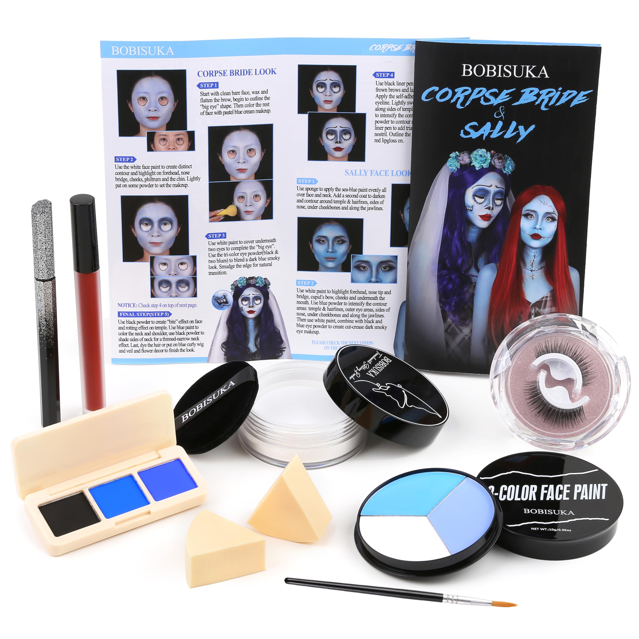 Halloween Sally Makeup & Corpse Bride Makeup Kit, Sally Costume Corpse ...