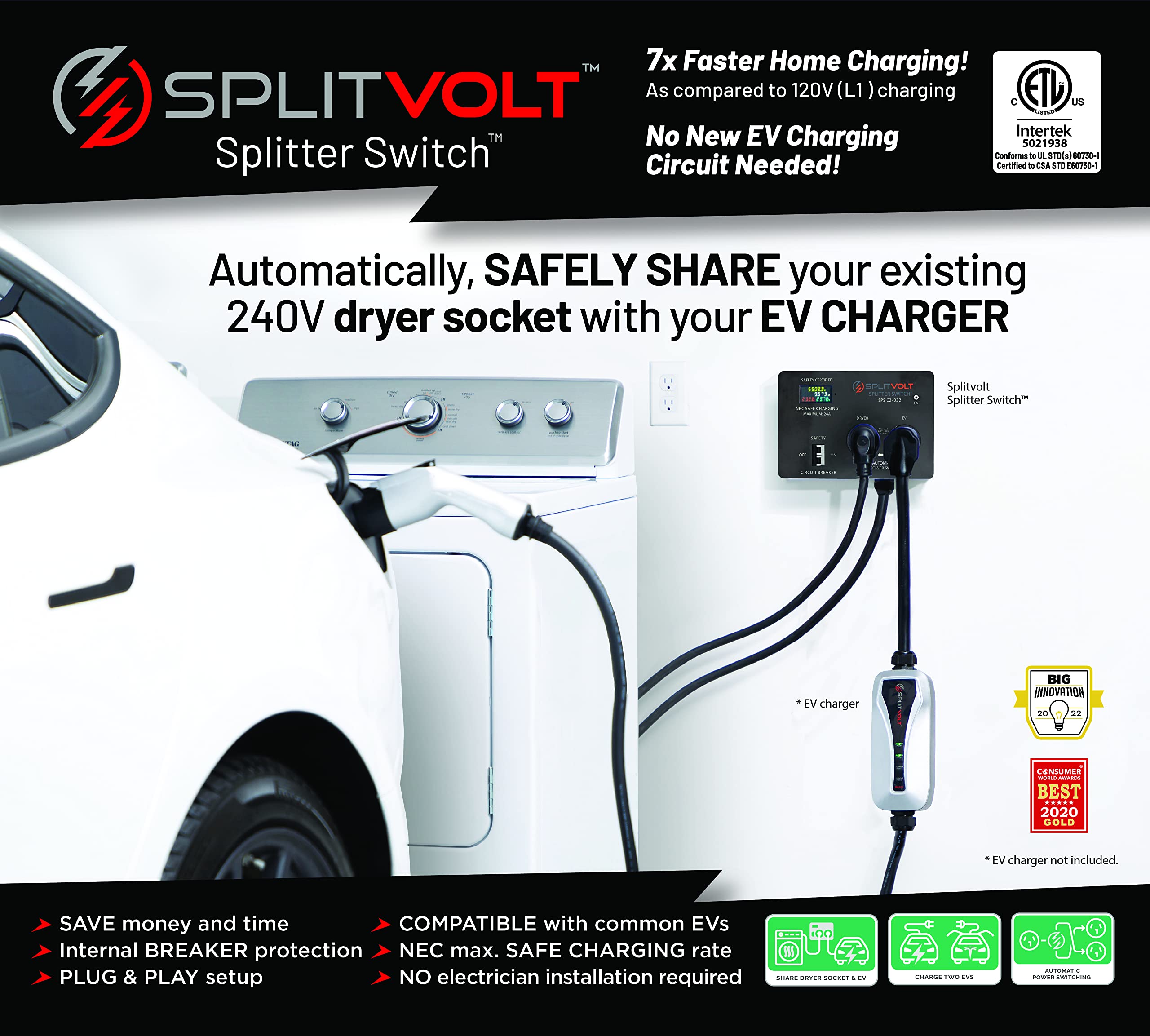 Mua Splitvolt NEMA 14-30/14-50, 240V, 24 Amp Splitter Switch - Save ...