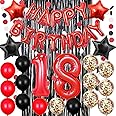 Amazon.com: Haimimall 18th Birthday Decorations for Girl, Red and ...