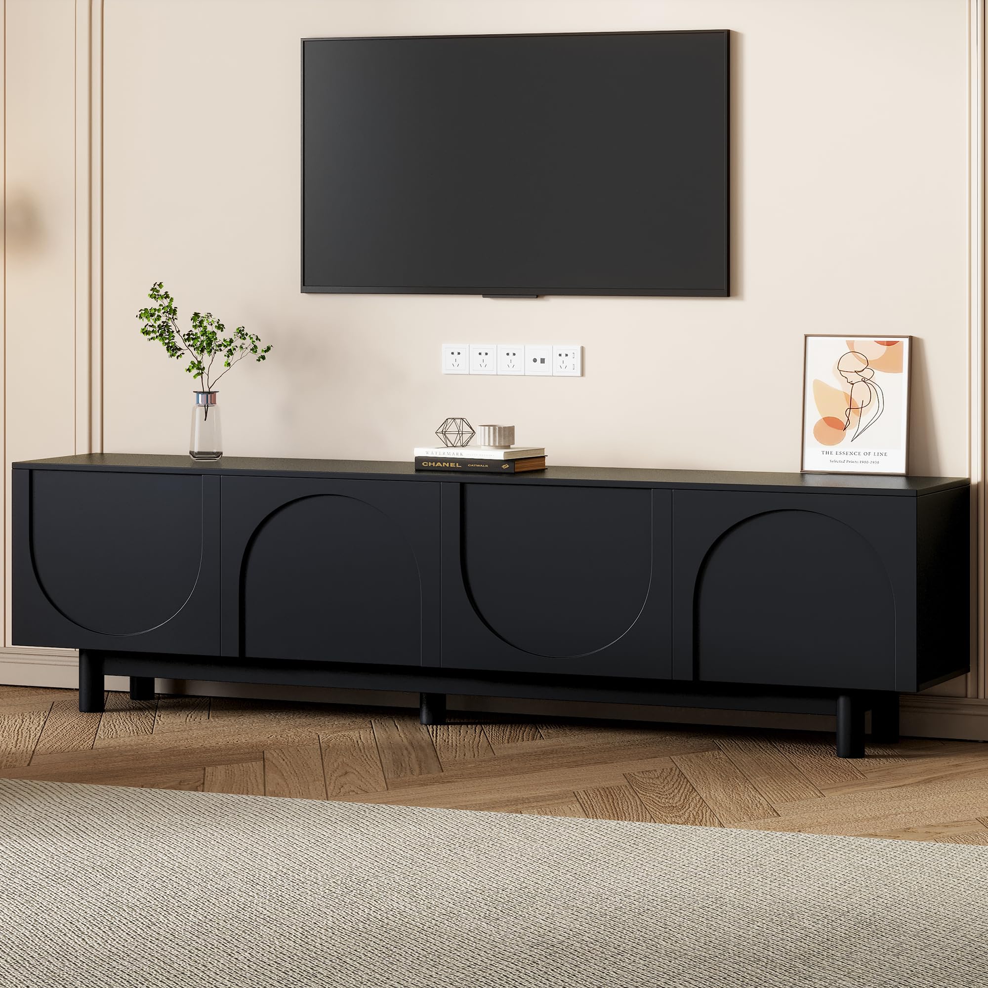 Merax Graceful TV Stand with Arch Cabinets for Televisions Up to 78 ...