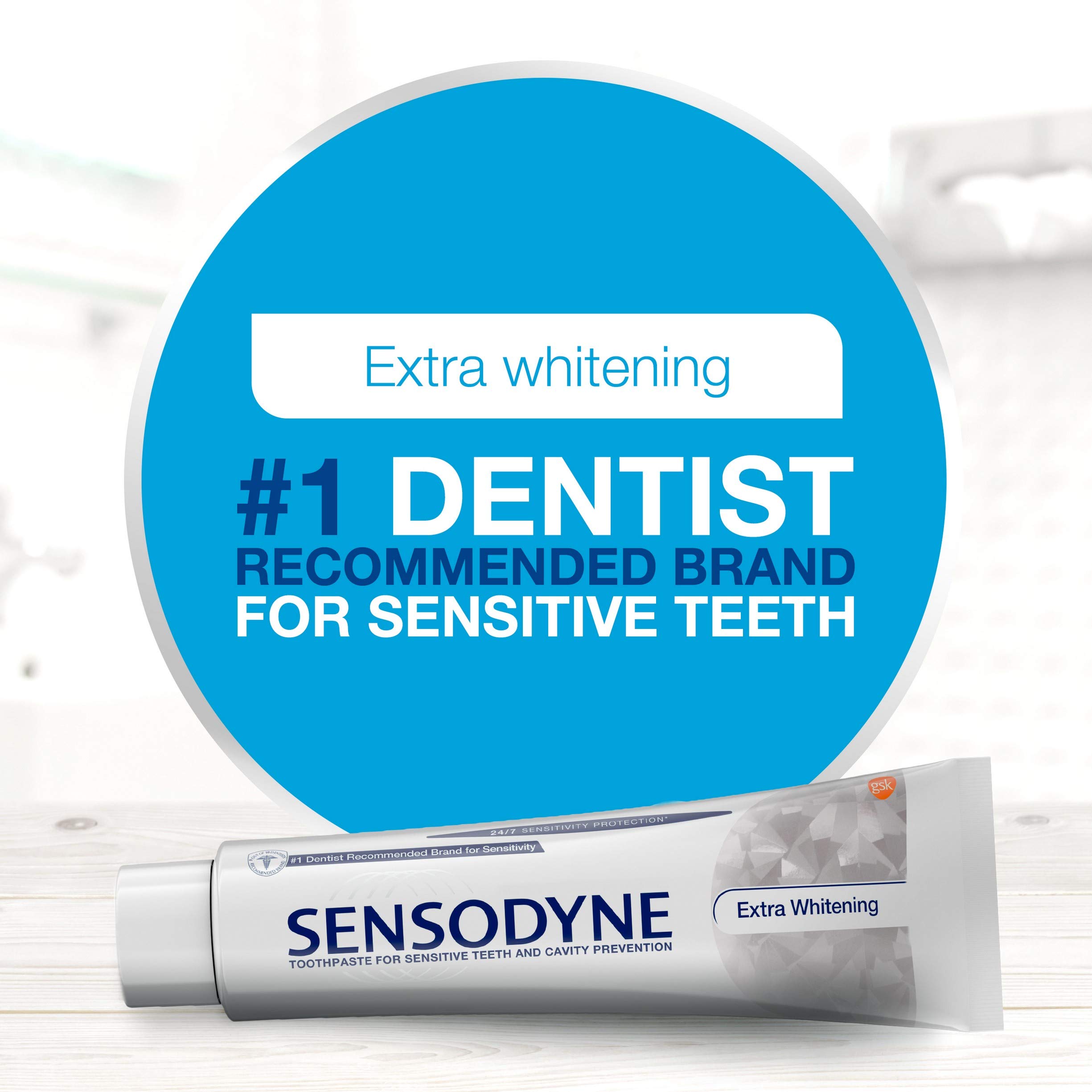 Sensodyne Extra Whitening Toothpaste for Sensitive Teeth, Cavity ...