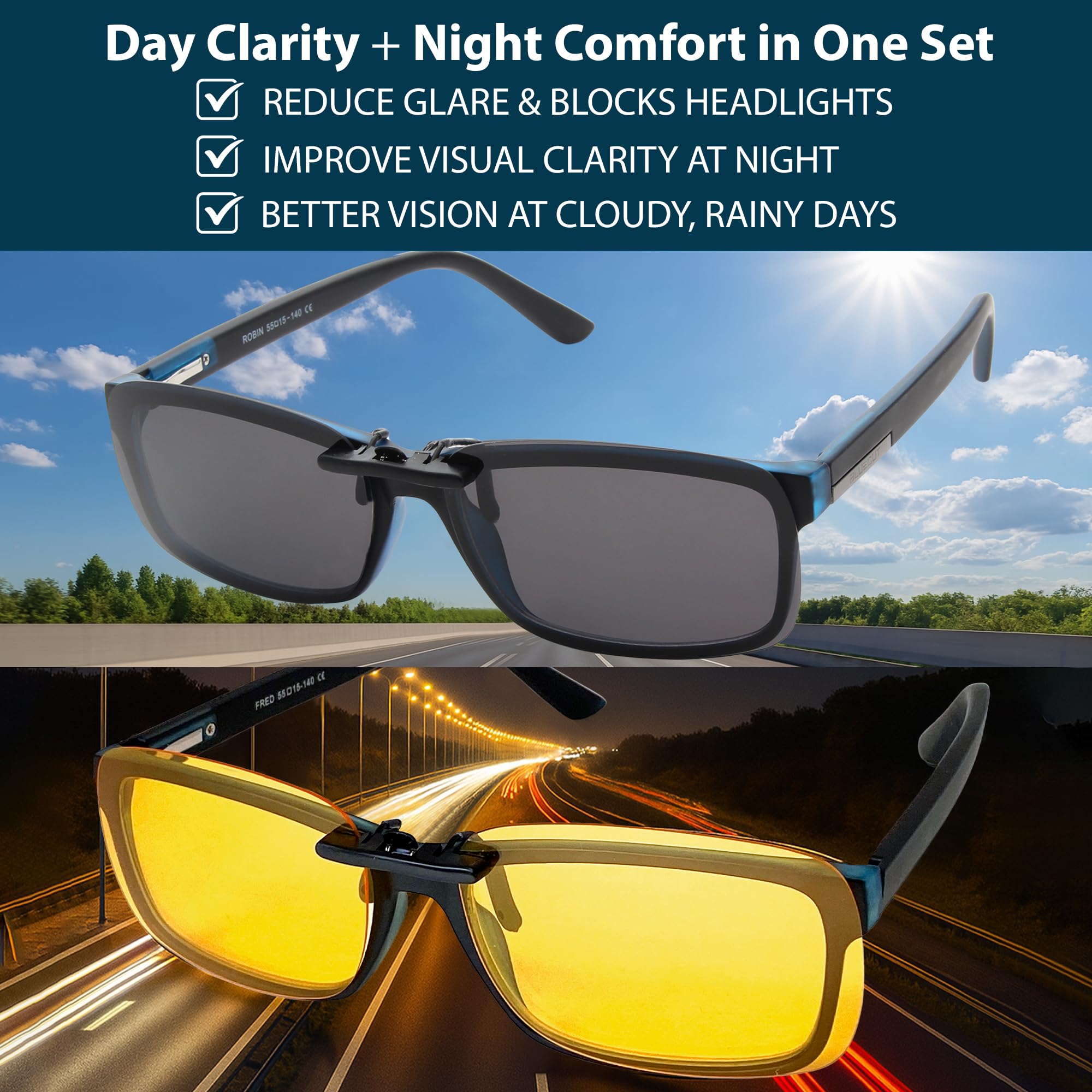 Mua BLUE CUT Clip on Polarized Night Vision, Driving Sunglasses UV 400 ...