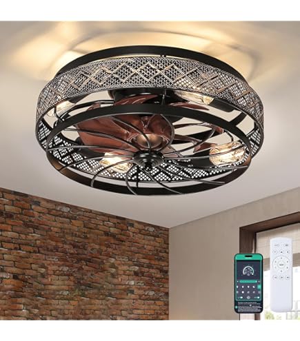 Ceiling Fan REDSTAR 22 Black Flush With Light - Modern Low Profile ...