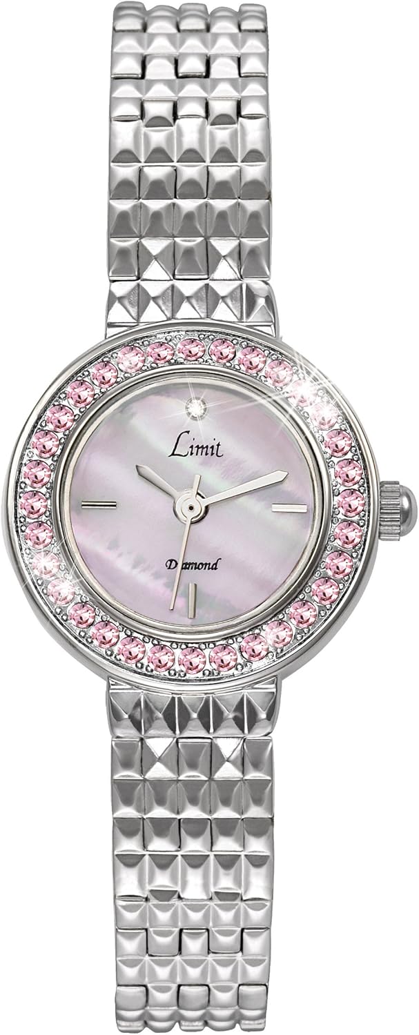 Limit Ladies Silver Coloured Stone Set Bracelet Analogue Watch 6796.54 ...