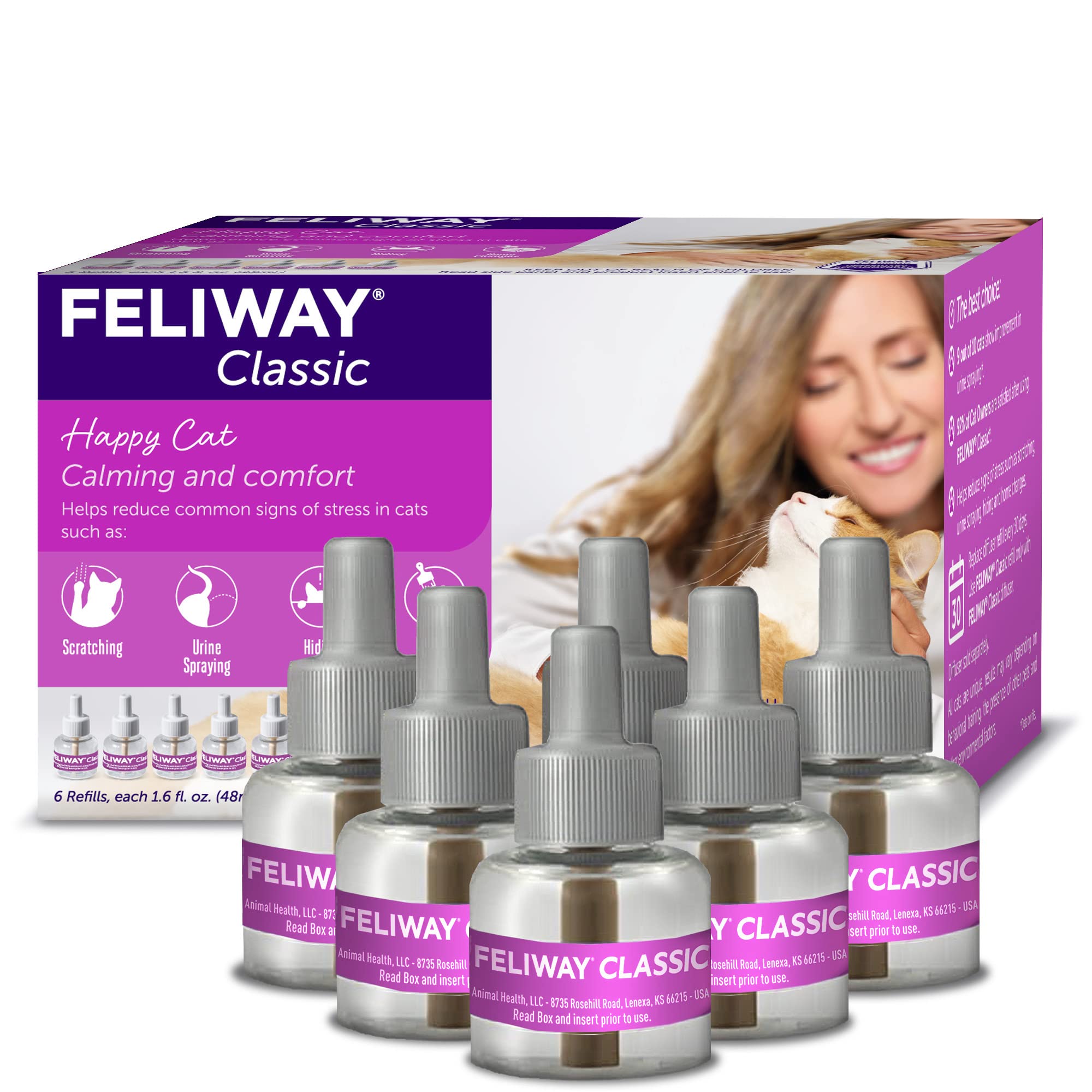 FELIWAY® Classic 6 X 30 Day Cat Calming Refills For Pheromone Diffuser ...