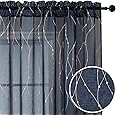 Amazon.com: SMILE WEAVER Navy Blue Sheer Curtains 63 Inch Length Long for Living Room 2 Panels ...