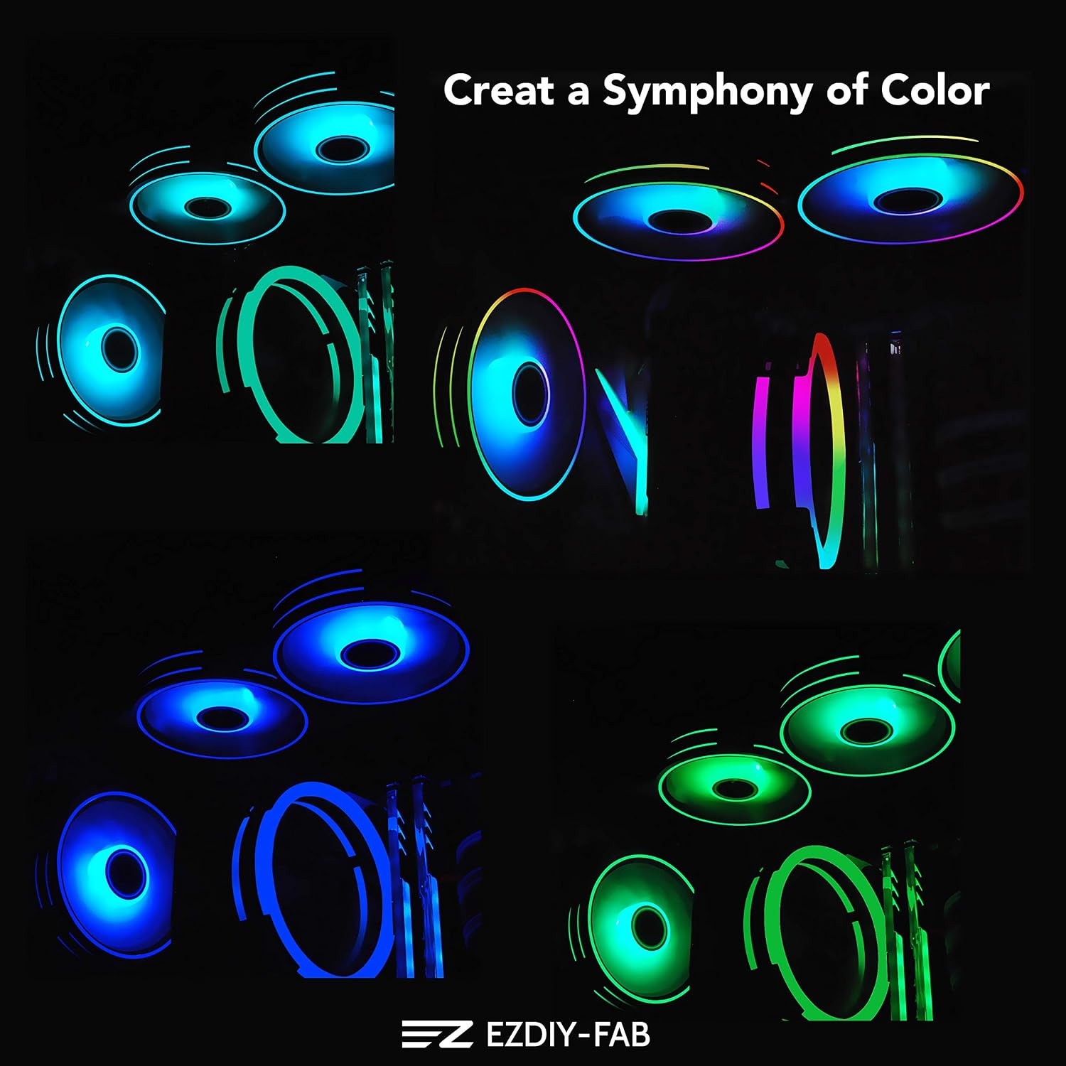 EZDIY-FAB Moonlight 120mm RGB PWM Case Fan with RGB PWM Fan Hub,5V ...
