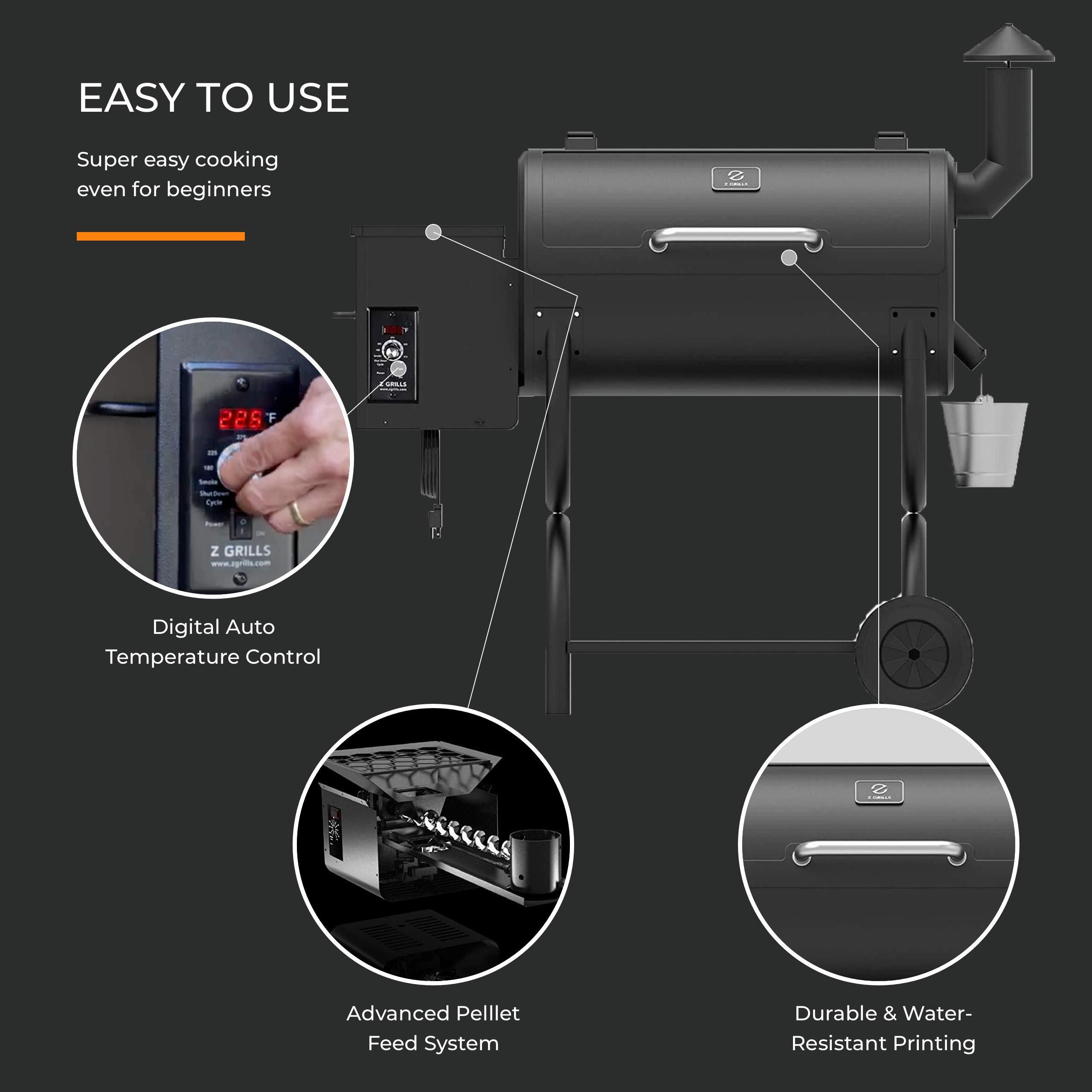 Z GRILLS ZPG-550B Wood Pellet Grill & Smoker 6 in 1 BBQ Grill Auto ...