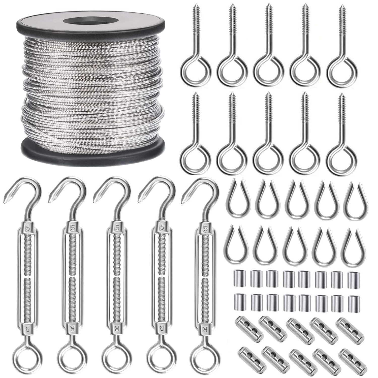 Senmit Garden Wire/Picture Wire/Wire trellis Kit，30m PVC Coated Heavy Duty Stainless Steel Cable ...