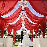 Amazon.com: MODFUNS Ceiling Draping Red Ceiling Drapes for Parties ...