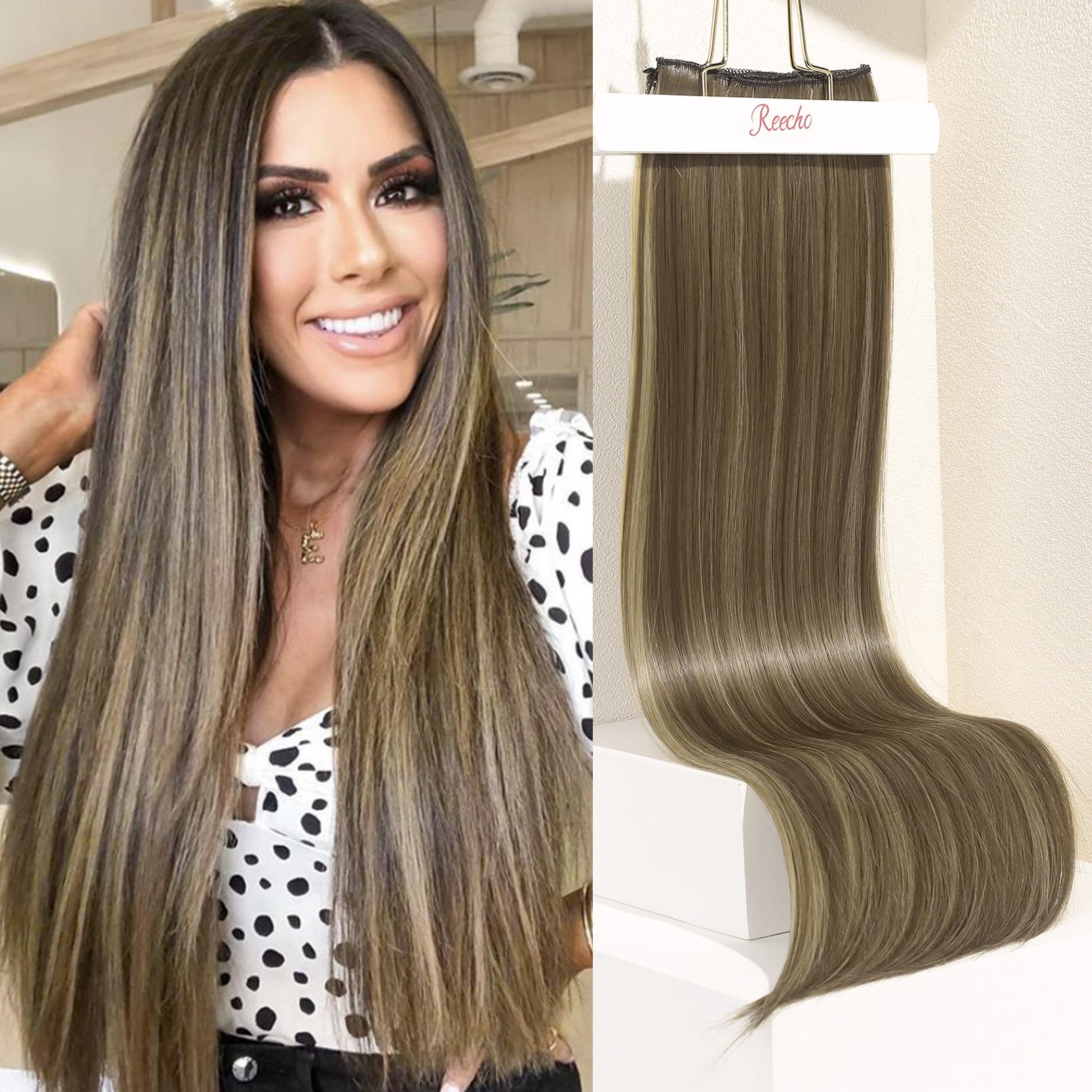REECHO Hair Extensions, 4PCS Clip in Hair Extensions 24" Thick Long ...