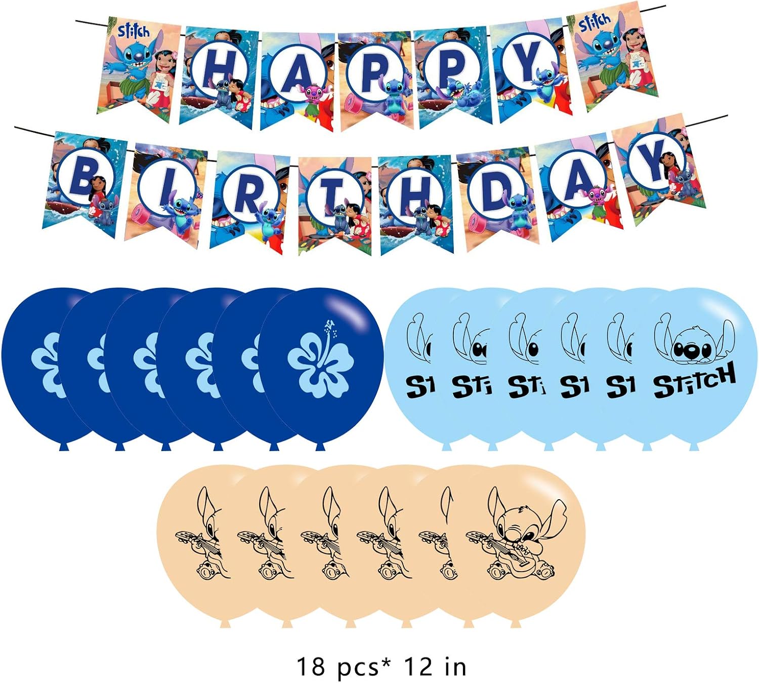 Lilo & Stitch Theme Party Decoration Banner Balloons Cupcake Toppers ...