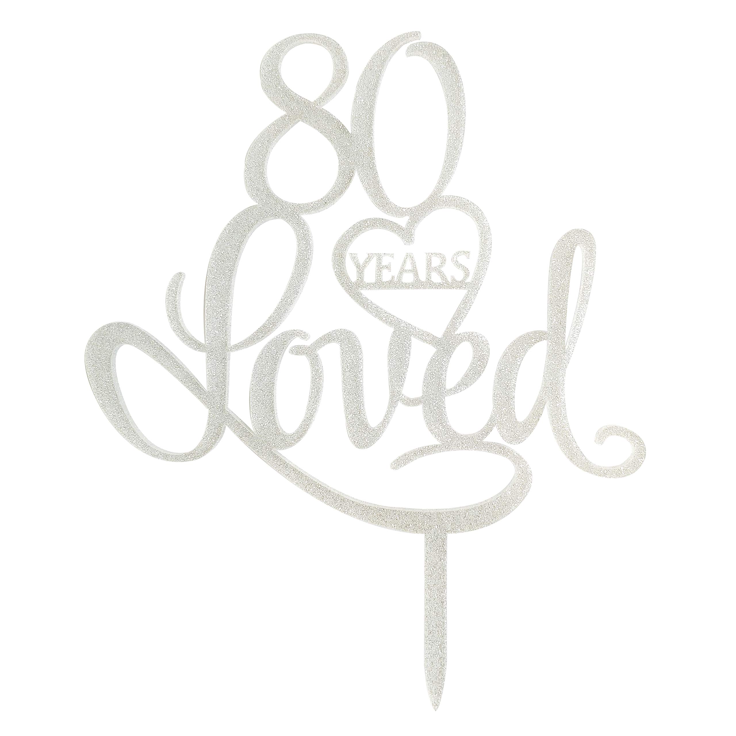 Forzik 80 Years Loved Cake Topper, 80th Birthday Cake Topper, 80 ...