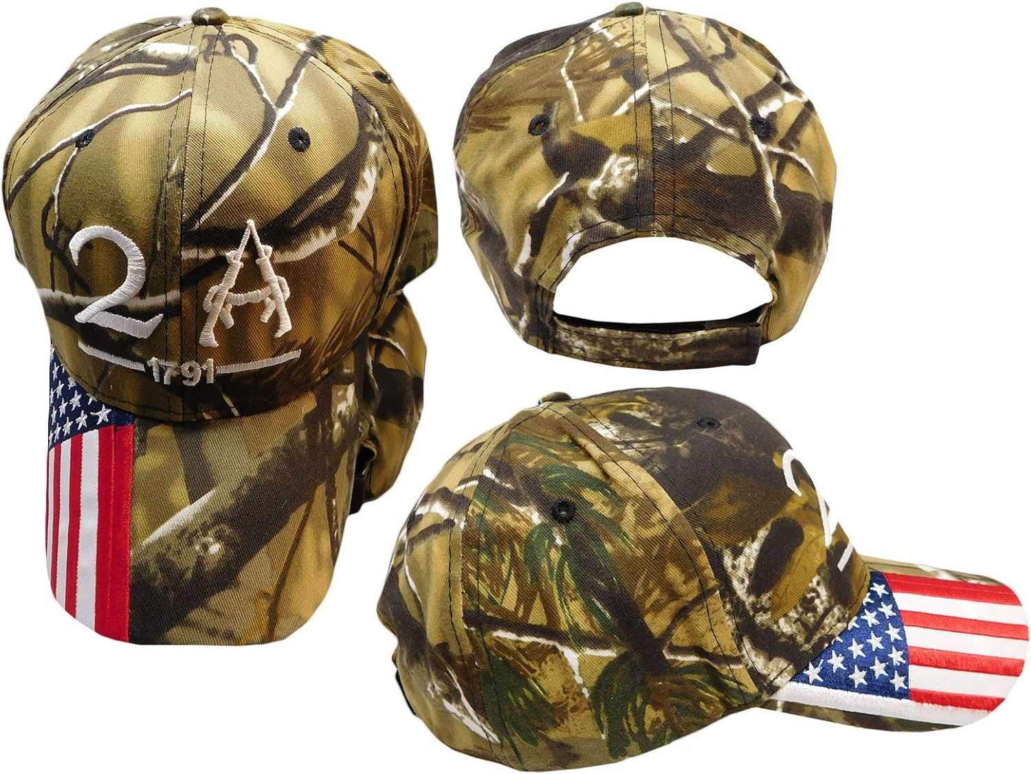 2A 2nd Amendment 1791 USA Flag On Bill 100% Acrylic Embroidered ...