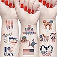 Amazon.com : 20 Sheets 4th of July Temporary Tattoos American Flag Tattoos Patriotic Fake Tattoo ...