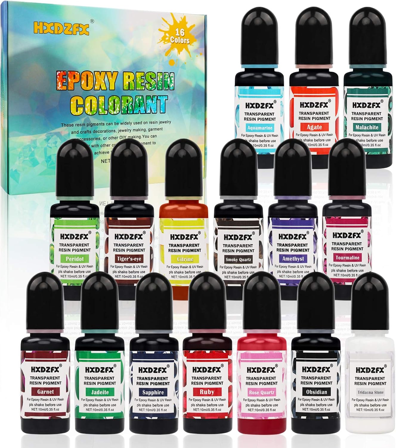 Epoxy Resin Pigment – 16 Colors Epoxy Resin Transparent Colorant, UV ...