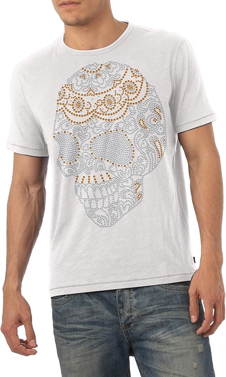 Novelty Rhinestone Bling T Shirts Paisley Skull Men's T-Shirt Large ...