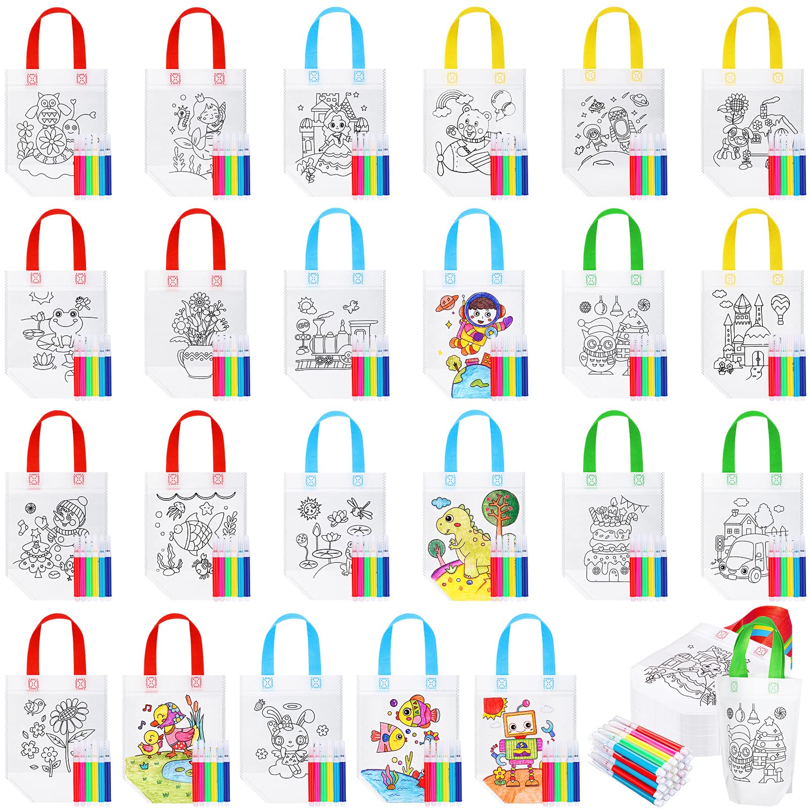 Chunful 24 Pcs Cute Coloring Goodie Bags for Kids Birthday Party ...