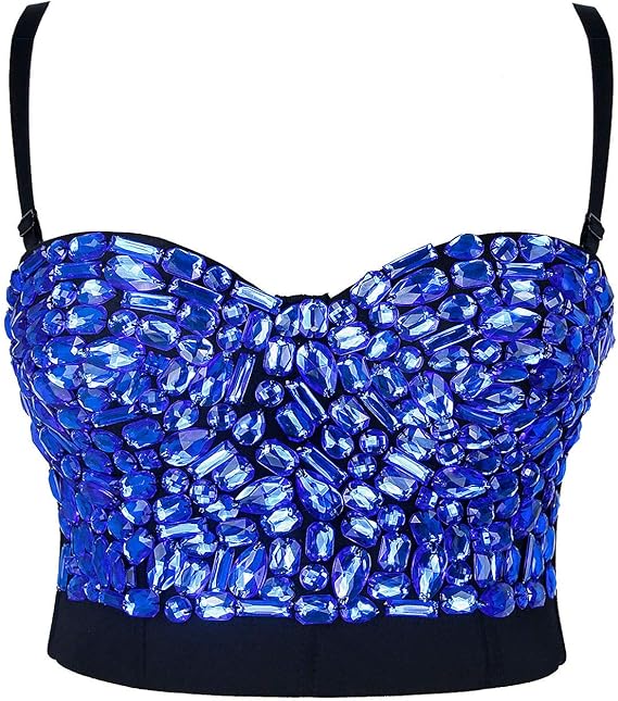 Charmian Women's Colorful Rhinestone Push Up Bra Clubwear Party Bustier ...