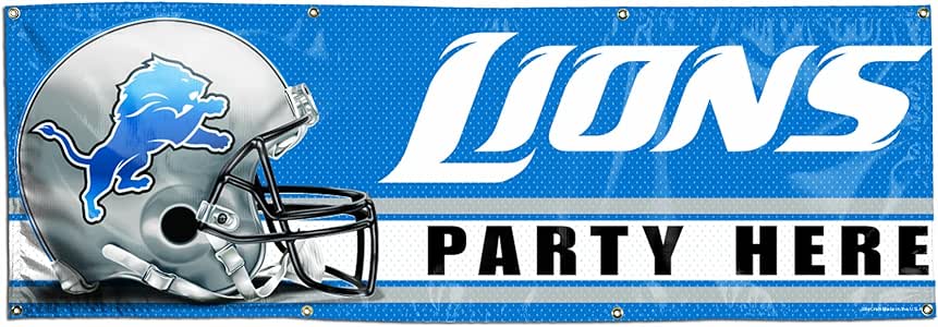Amazon.com : NFL Detroit Lions 2-by-6 foot Vinyl Banner : Wall Banners ...