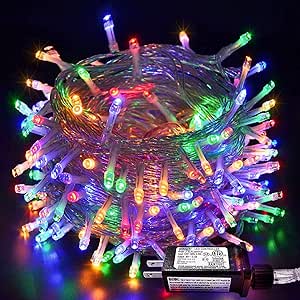 JMEXSUSS Multicolor String Lights 66ft 200 LED Indoor Outdoor, Plug in Fairy String Lights Clear ...