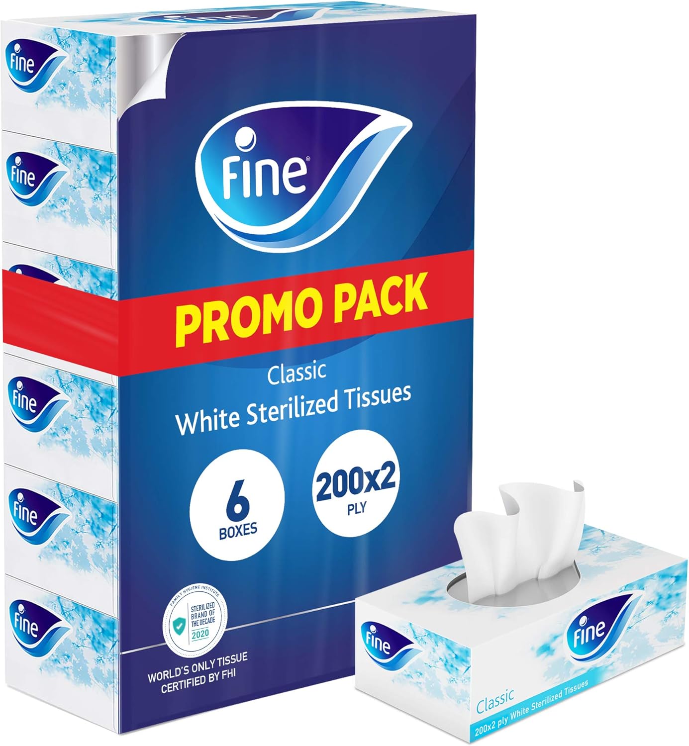 Fine, Sterilized, Facial Tissues, Classic, 200x2 Ply White Tissues ...