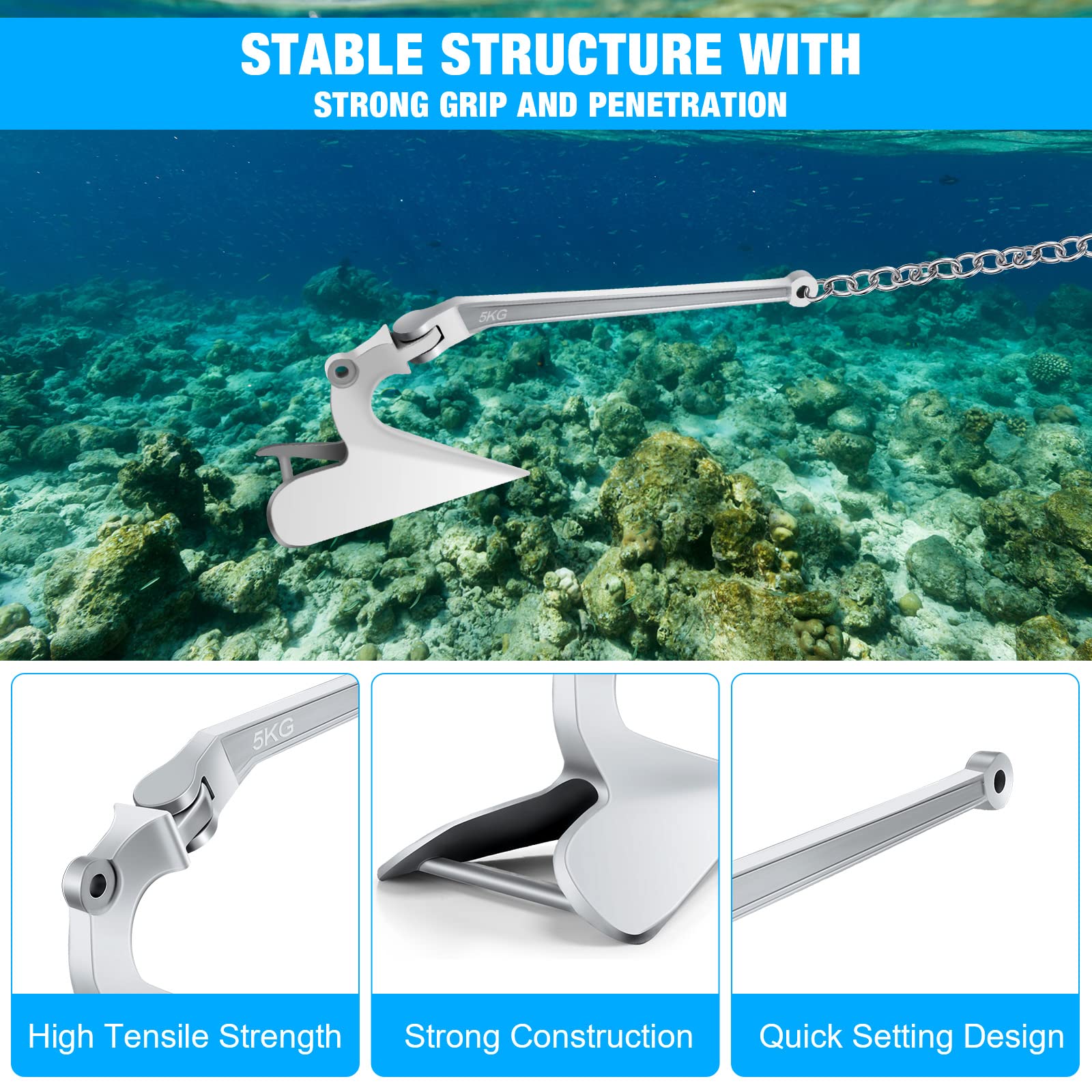 Mua LEIFIDE Boat Anchor Kit Wing Style Anchor with Anchor Chain Fluke ...