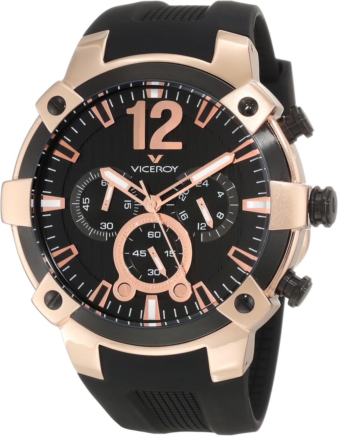 Buy Viceroy Men's 47633-95 Rose Gold Chronograph Black Rubber Watch ...