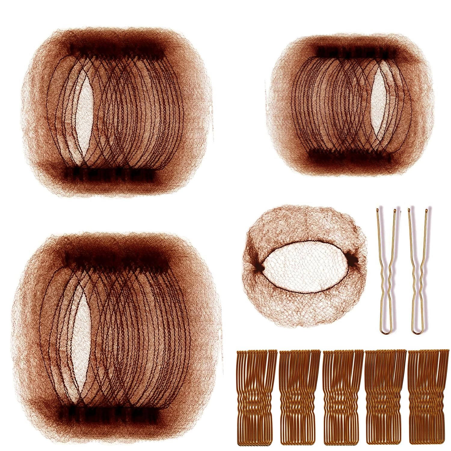 Avondii Hair Nets Invisible Elastic Mesh and U Shaped Pins Set, 30pcs ...