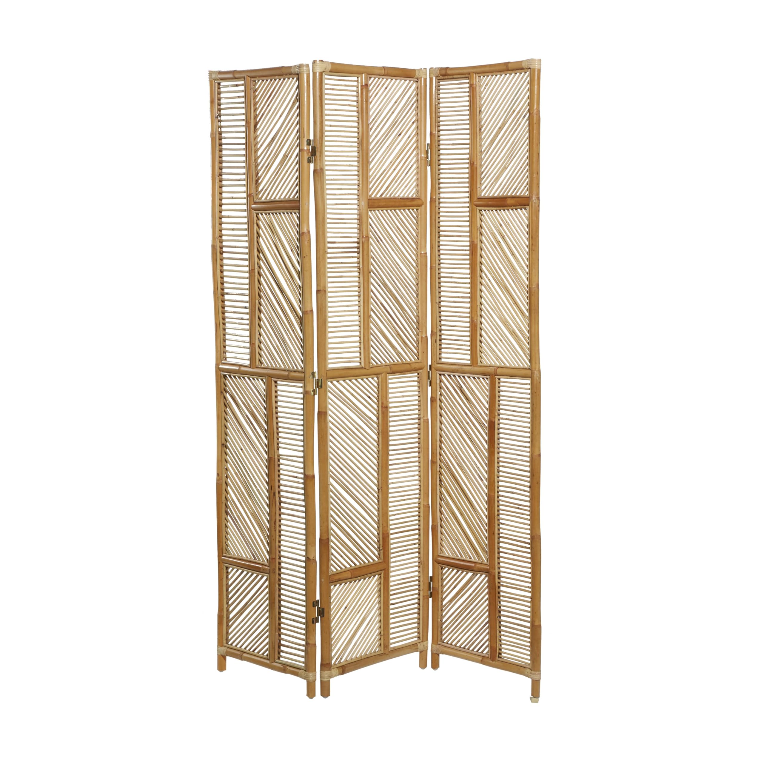 Deco 79 Wood Geometric Partition Room Divider Screen Hinged Foldable ...