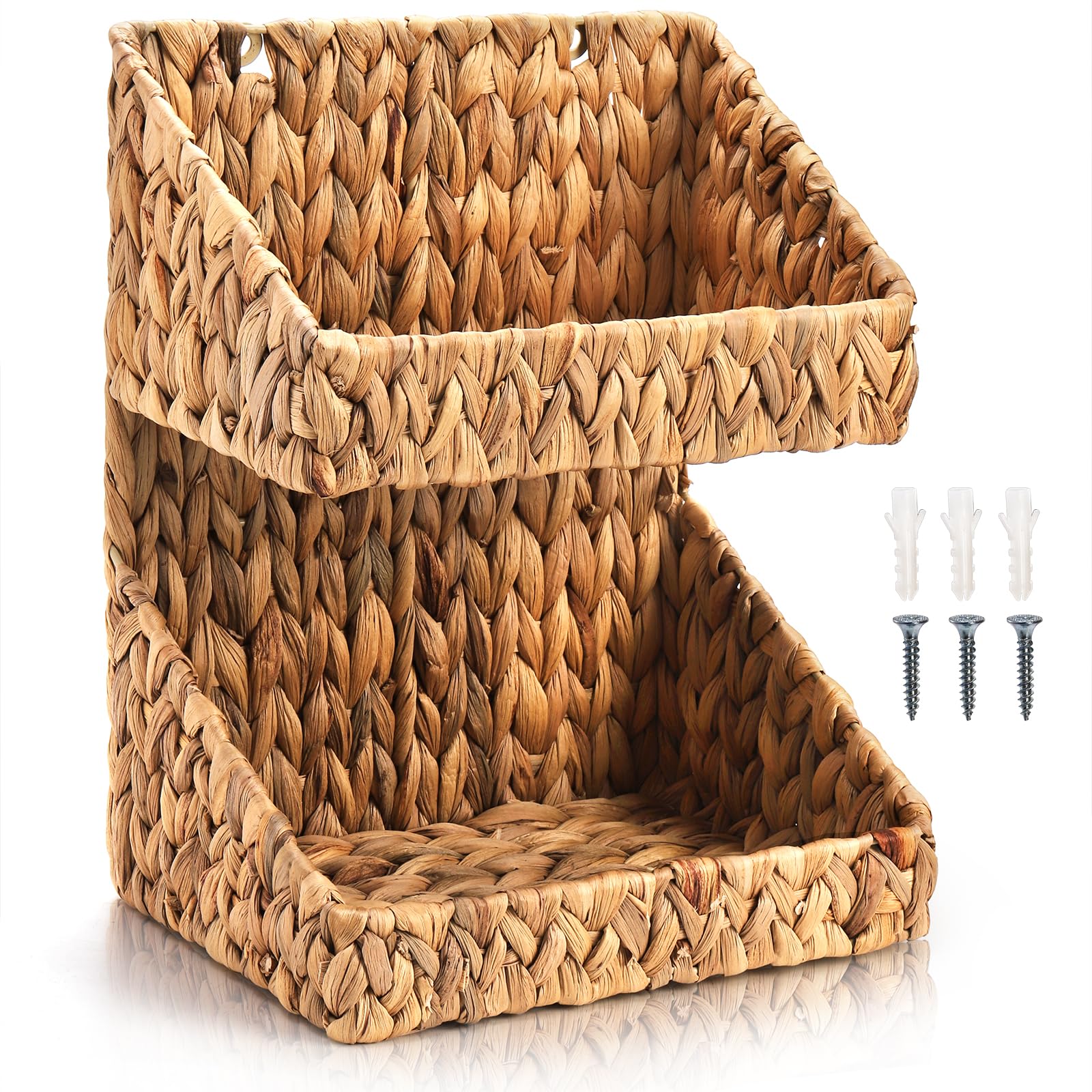 Pumtus 2-tier Handwoven Wicker Basket, Kitchen Countertop Organizer ...