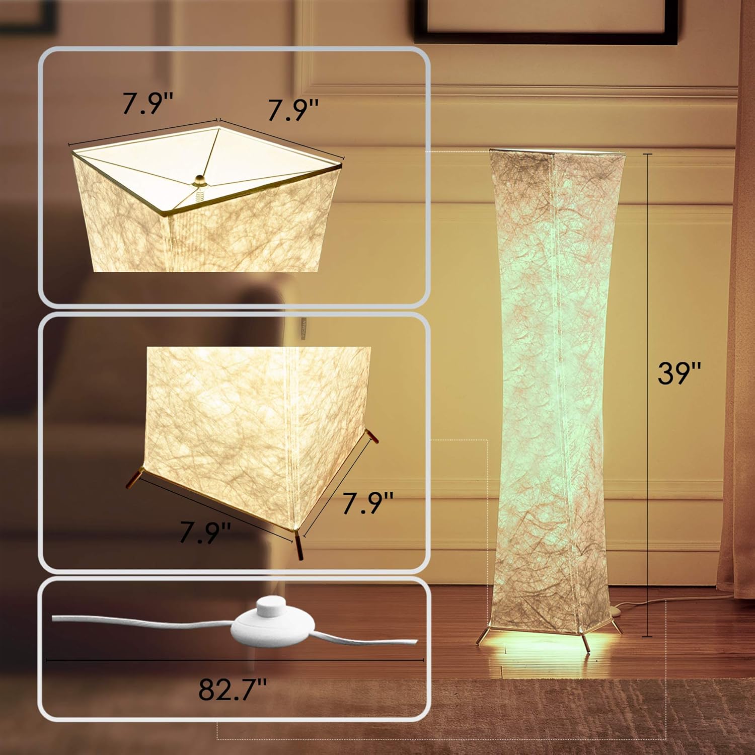 Floor Lamp, CHIPHY Dimmable Standing Lamp, 3 Levels Brightness 12W2 2 ...