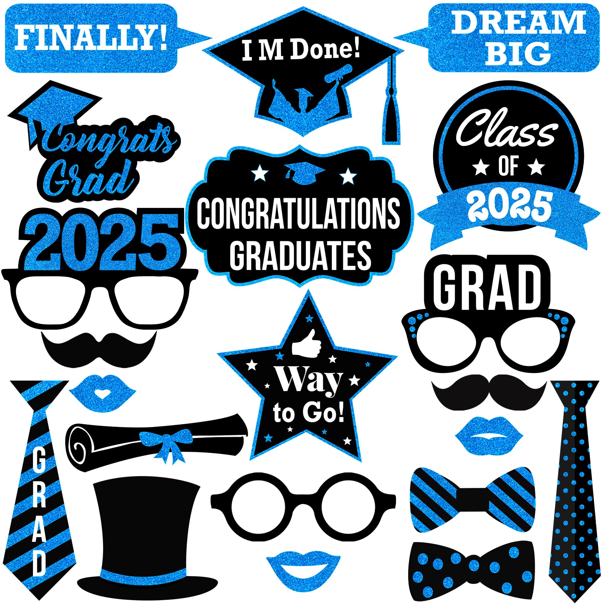 KatchOn, Graduation Photo Booth Props 2025 - Glitter, Pack of 21 ...