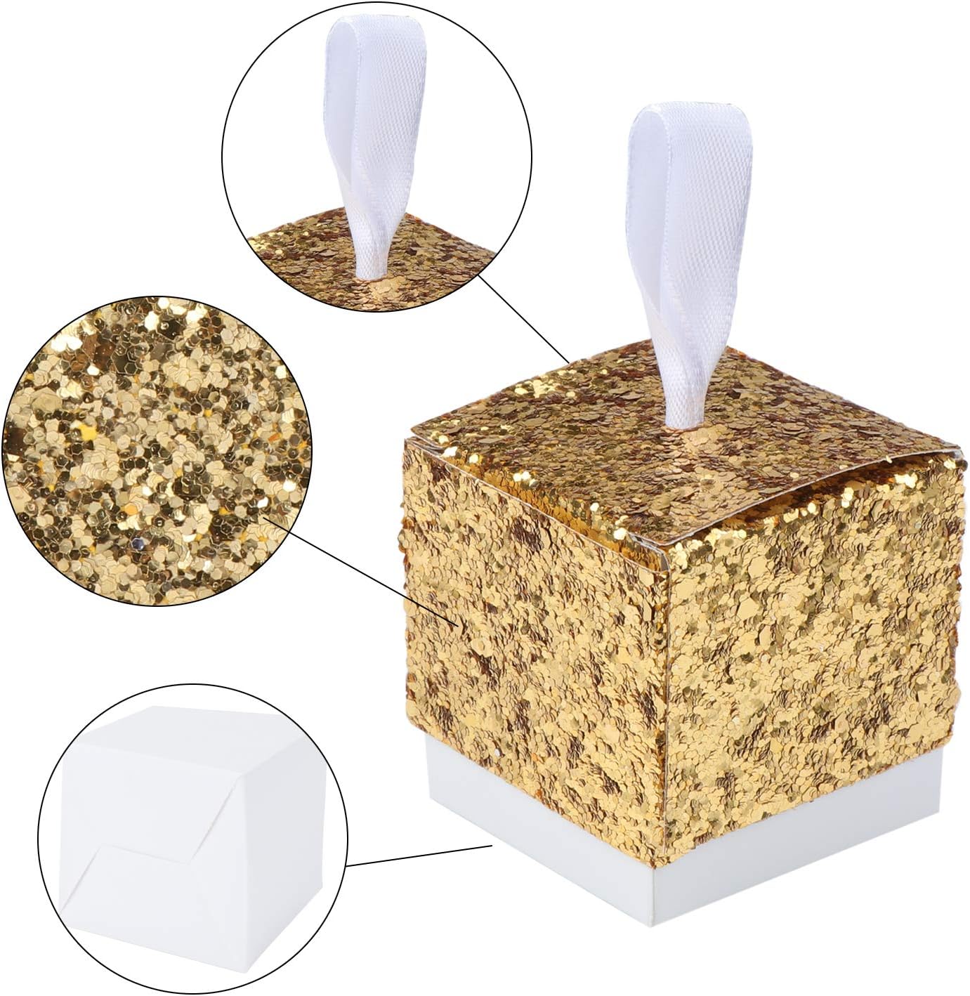 TsunNee Sparkle Sequin Paper Candy Box, Sweet Wedding Favour Boxes ...