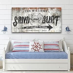 Amazon.com: Tailored Canvases Beach Sign Wall Decor - Large ...