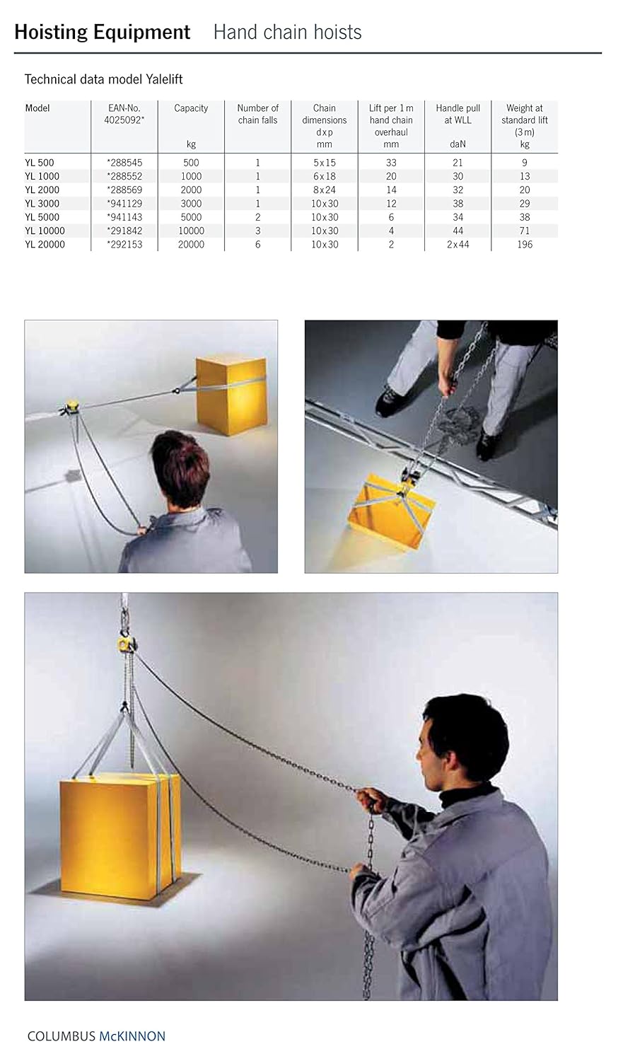 Yale YL360 1000kg 3m CR Hand Chain Hoist with Chain Container, 360 ...