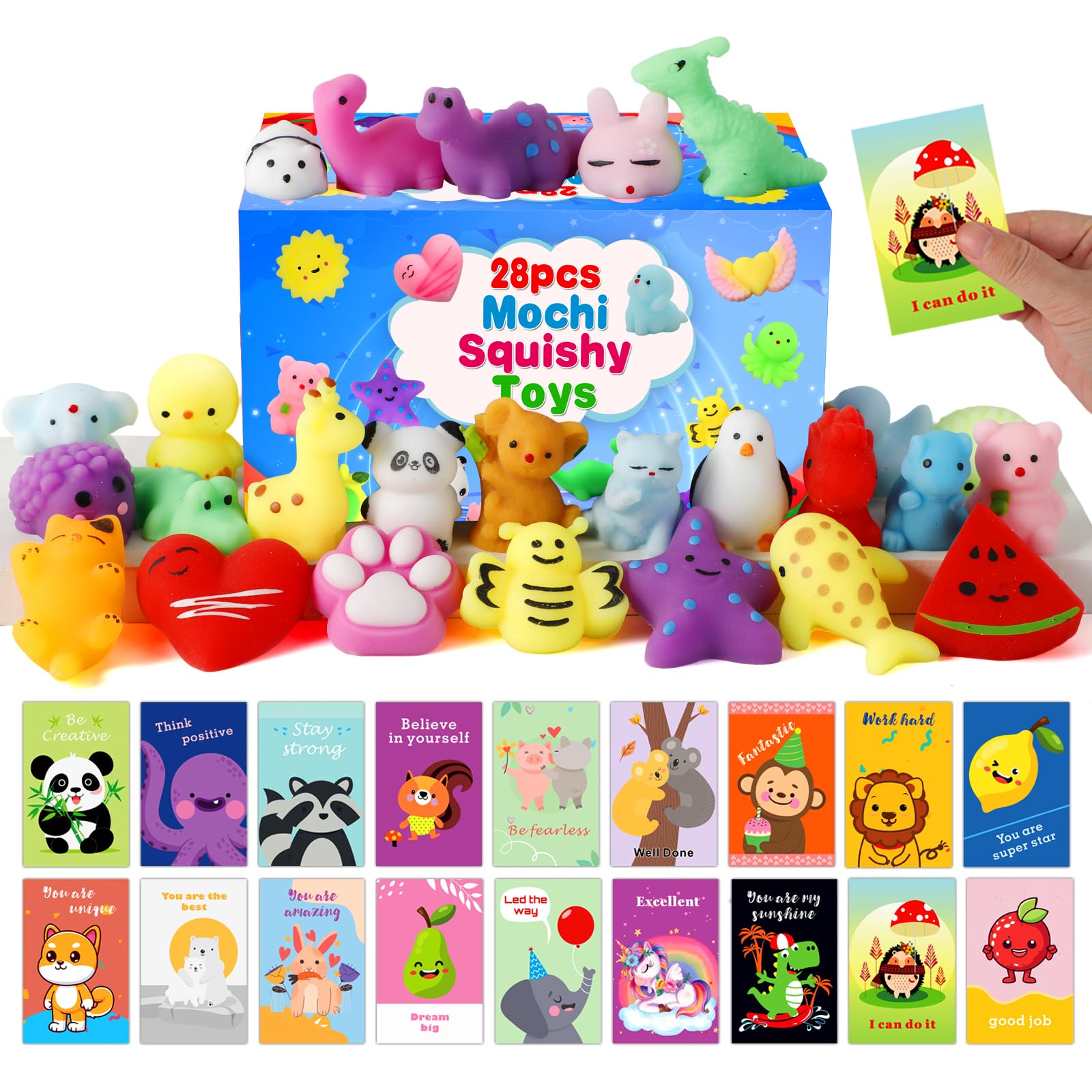 Squishy Toys, 28 Pack Squishies and Cards Party Favors for Kids 4-8 8 ...