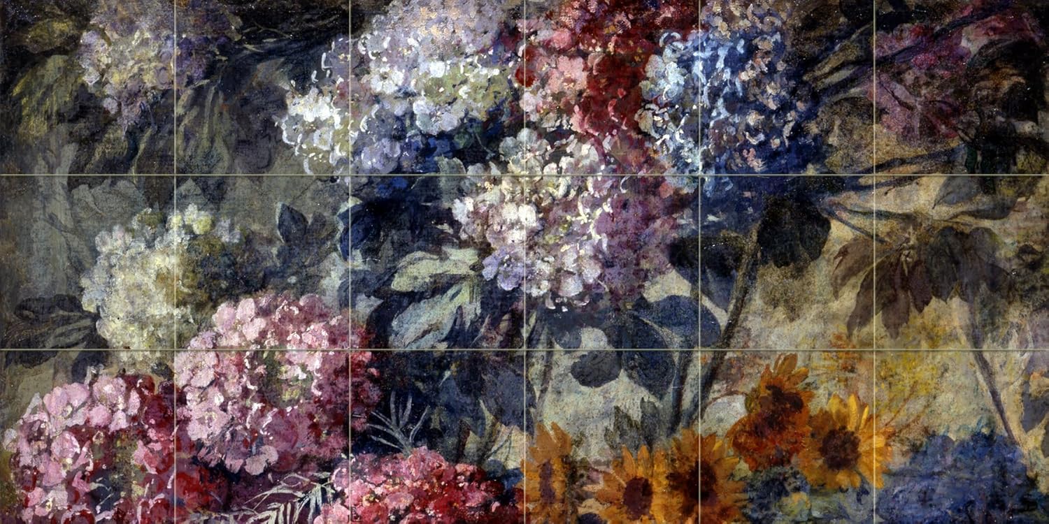 Flowers pattern hydrangeas G. Segantini Tile Mural Backsplash Art ...