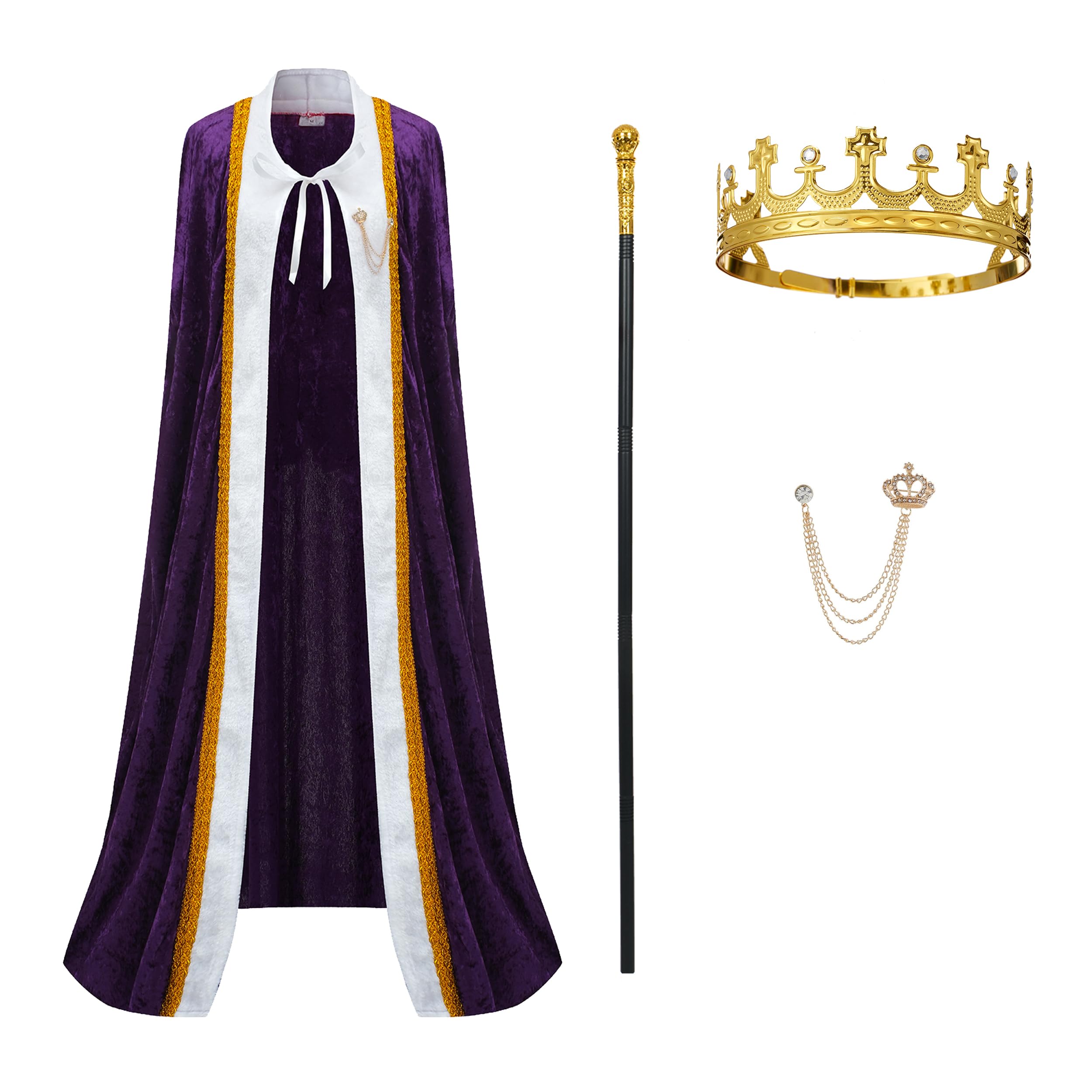 Regenboog King Costume for Men and Women with Metal Crown,Purple Queen ...