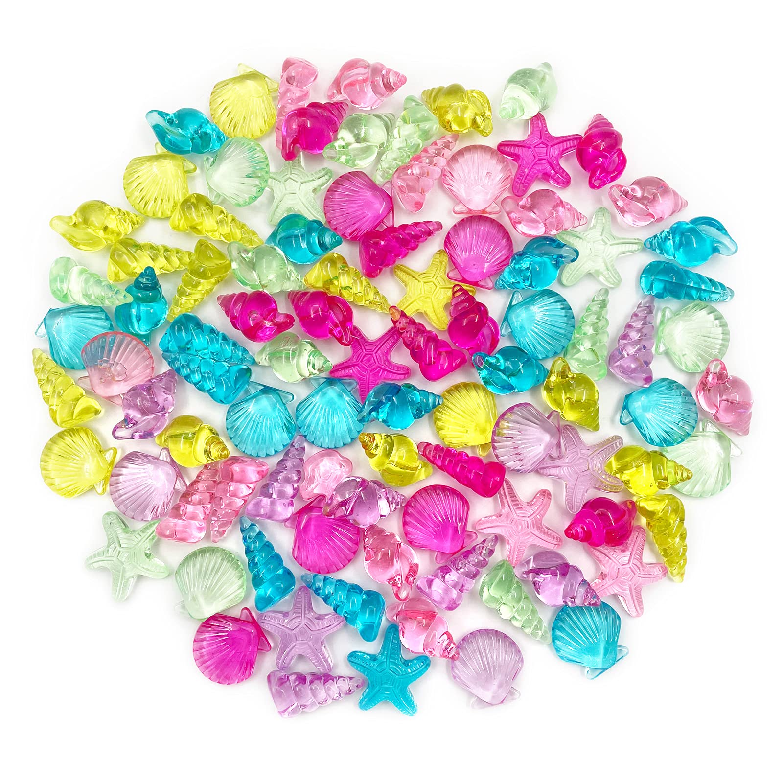 LYFJXX 4 Styles Acrylic Seashells Conch Starfish Assorted Color for ...