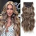 Amazon.com : Clip in Hair Extensions for Women, 6PCS Long Wavy Curly ...
