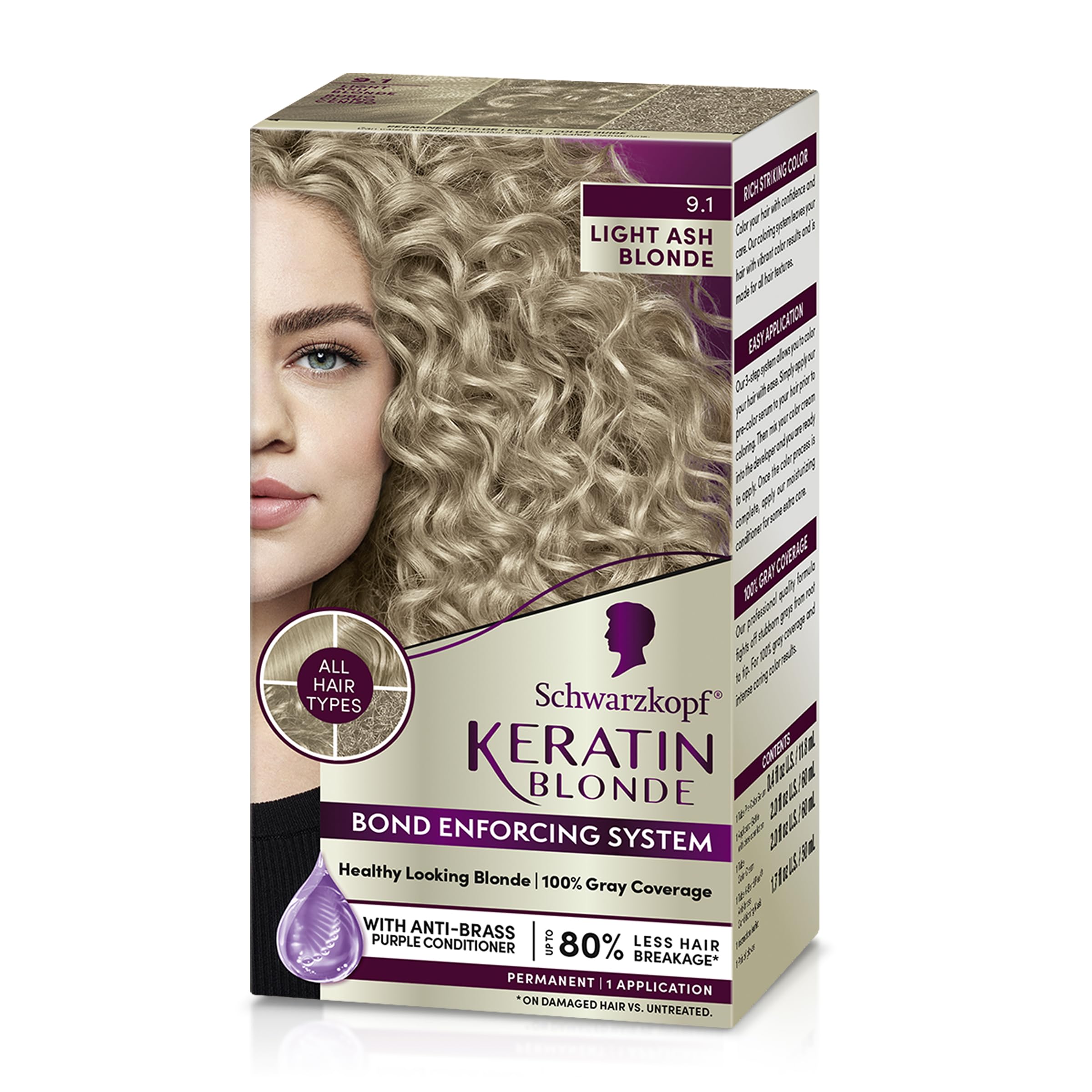 Mua Keratin Color Permanent Hair Color Cream, 9.1 Light Ash Blonde, 1 ...