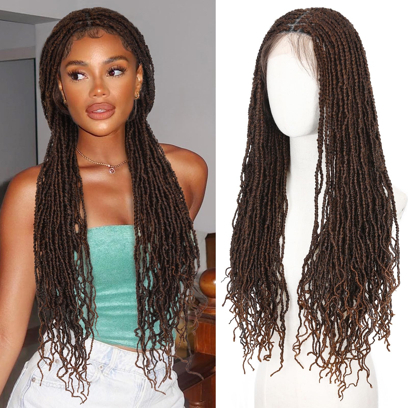 FAVE Soft Faux Locs Wigs Braided Twist Dreadlock Wig with Baby Hair ...