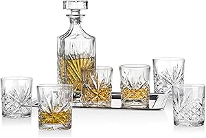 Amazon.com | Dublin Whiskey Bar Set - Includes Whisky Decanter, 6 Old ...